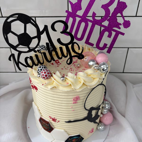 Custom Football Cake Topper Black Custom Name Age Football Birthday ...