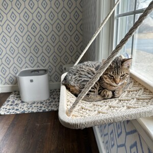 Comfy Cat Window Perch Macrame Cat Hammock for Wall or Window 2 Sizes ...