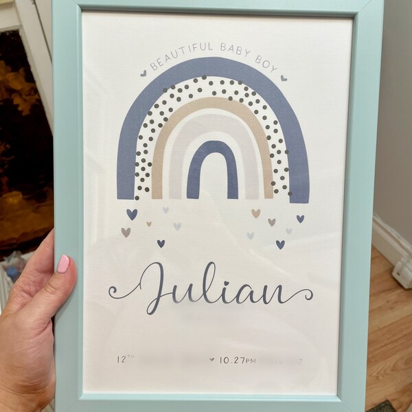 New Baby Print - Framed or Print Only, Personalised Baby Print, Birth ...
