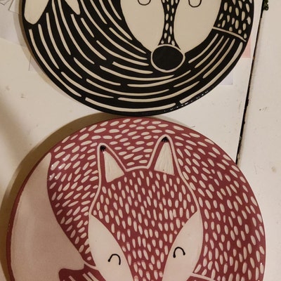 Handmade Ceramic Sleeping Fox Plate, Hand Painted Fox Dish, Ring Holder ...