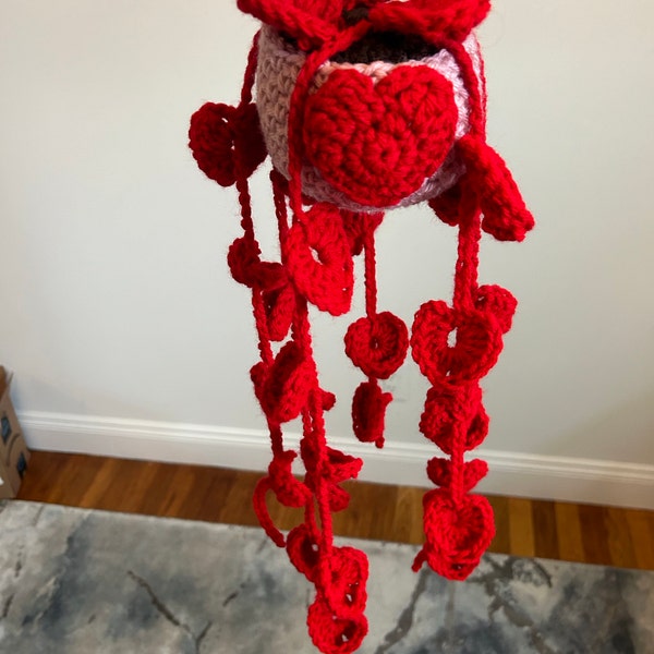 String of Hearts Mini Plant, Car Hanging Plant Crochet Pattern for ...