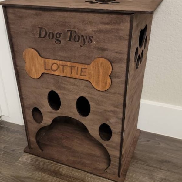 Personalized Dog Toy Box, Wooden Dog Toy Box, Dog Toy Box for Small ...