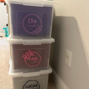 KIDS Vinyl Name Decal, Milestone Tote Decal, File Box Decal, School ...