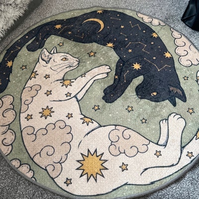 Cat Rugs, Round Rug, Circle Rugs, Animal Rug, Boho Rug, Luxury Rug ...