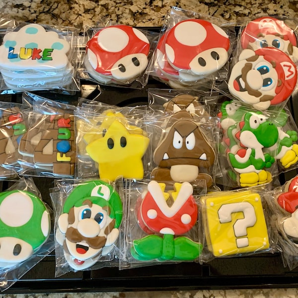 One Dozen of Mario Bros Cookies, Mario Bros Birthday, Mario Bros ...