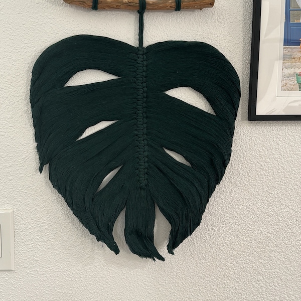 Monstera Leaf Macrame Wall Hanging - BIG Green Leaf - Etsy