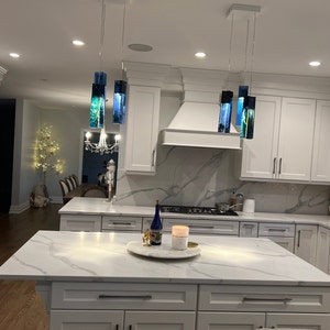 Sea Glass, Kitchen Décor. Blown Glass Pendant Lights for Kitchen Island ...
