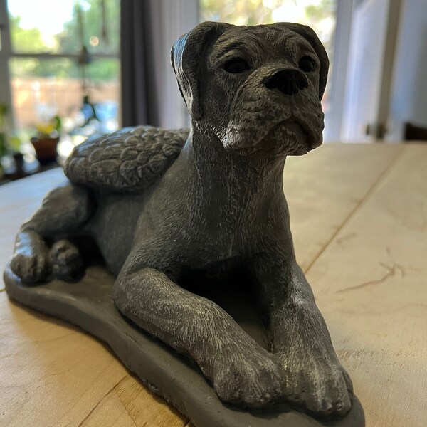 Boxer Statue, Concrete Boxer Dog, Boxer Dog Angel, Dog Statues, Boxer ...