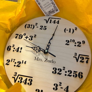 CUSTOM Math Clock- Engraved Math Gift With Name or Phrase of Your ...