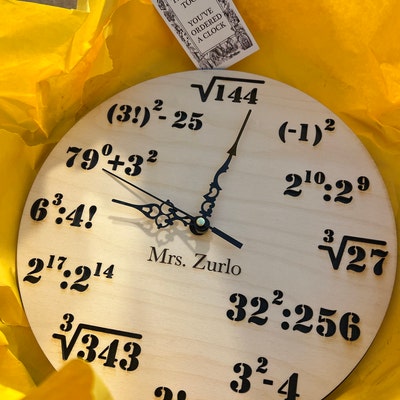 CUSTOM Math Clock Engraved Math Gift With Name or Phrase of Your Choice ...