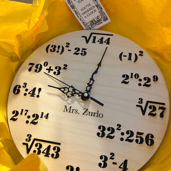 CUSTOM Math Clock- Engraved Math Gift With Name or Phrase of Your ...