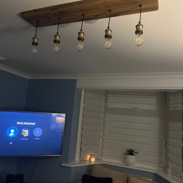 Rustic 3/5 Pendant Wooden Plank Light - Etsy UK
