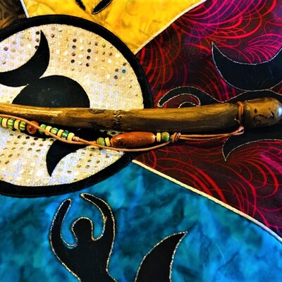 Ceremonial Wand or Scepter With Glass Head and Leather Wrapped Handle ...