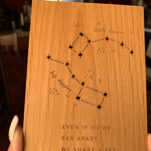 Big & Little Dipper Constellation Wood Card [long Distance Relationship ...
