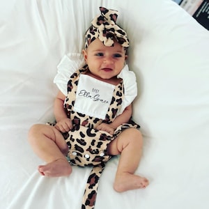 Baby Girl Leopard Animal Print Clothes, Personalized Wild One Infant ...