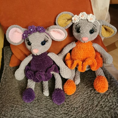 Crochet Lady Mouse Toy Pattern Crochet Animals Plush Mouse Amigurumi ...