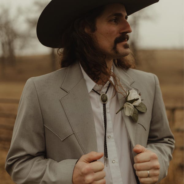 Green Forest Natural Jade Bola BOLO Tie - Wedding Necklace for Men ...