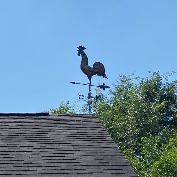 XLARGE Handcrafted 3dimensional CROWING ROOSTER Weathervane Copper ...