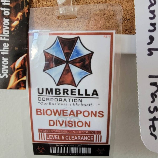 Resident Evil Umbrella Corporation Bioweapons Division ID Card Badge Cosplay Costume Name Tag ...