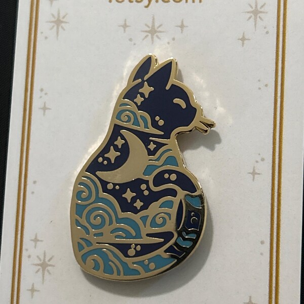 Sun & Moon Cat Enamel Pin ; Moon Cat, Sun Cat, Lapel Pin, Brooch Pin 1.5 Inch, Celestial, Cat ...