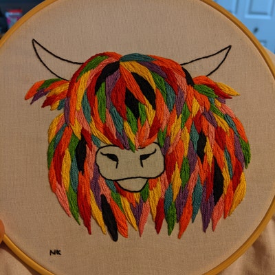 Embroidery Kit Highland Cow Embroidery Kit - Etsy