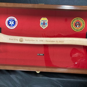 Firefighter Fireman Axe Display Case Cabinet Fire Department Medals ...