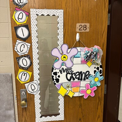 Teacher Door Sign Door Hanger Floral Teacher Sign Classroom - Etsy