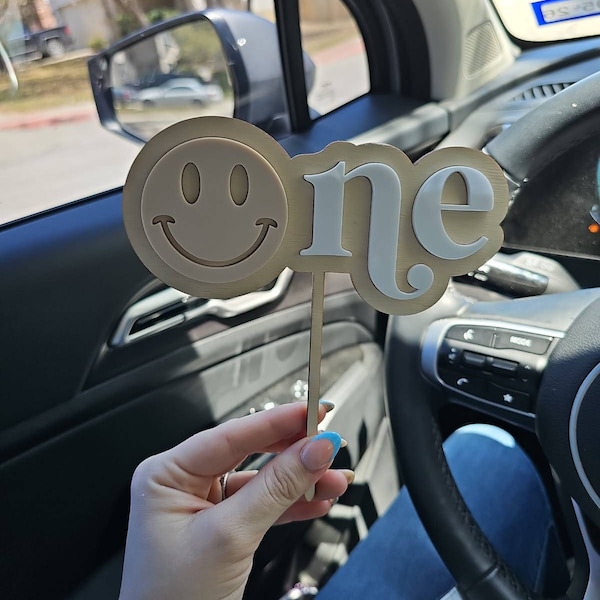 Smiley One Cake Topper, First Birthday, Smiley Faces, One Happy Dude ...