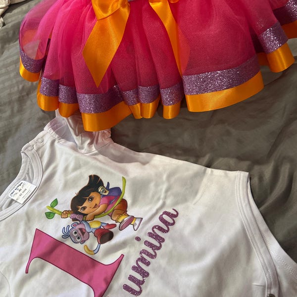 Dora Birthday Tutu Outfit, Girls Personalized Birthday Set, Dora ...