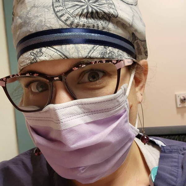 UNISEX SCRUB Cap, College Print, Ties in Back Featuring University Logo ...