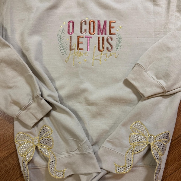 Side Bow Applique Embroidery Designs, Glitter Bow Applique, Christmas ...