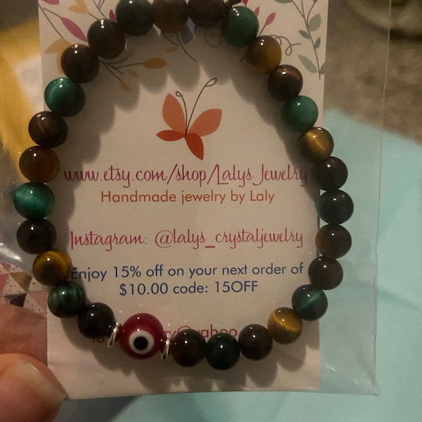 Evil Eye Crystal Bracelets/meditation Bracelets/stackable Stretchy ...