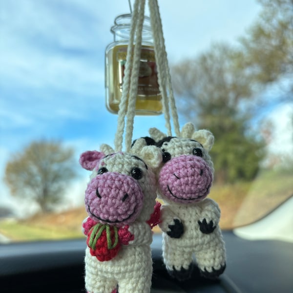 Cow Car Accessory Rearview Mirror Hanging Car Decorations, Strawberry ...