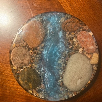 Epoxy River Coasters, Epoxy Art, Resin Coasters, Pebble Beach, Blue ...