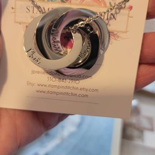 4 Ring Necklace--mothers Name Necklace--interlocking Ring Necklace - Etsy