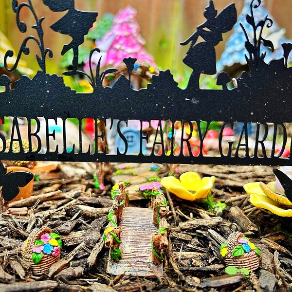 Custom Fairy Garden Sign,metal Fairy Garden Stake,personalized Garden ...