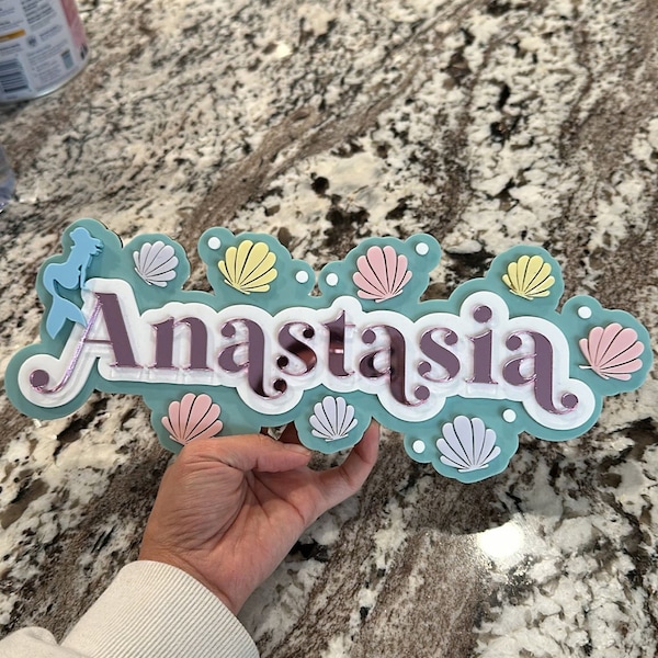 Acrylic Name|mermaid Acrylic Name|seashell Plaque | Sea Shell Name ...