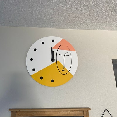 Abstract One Line Face Wall Clock Minimalist Colorful Wall Decor ...