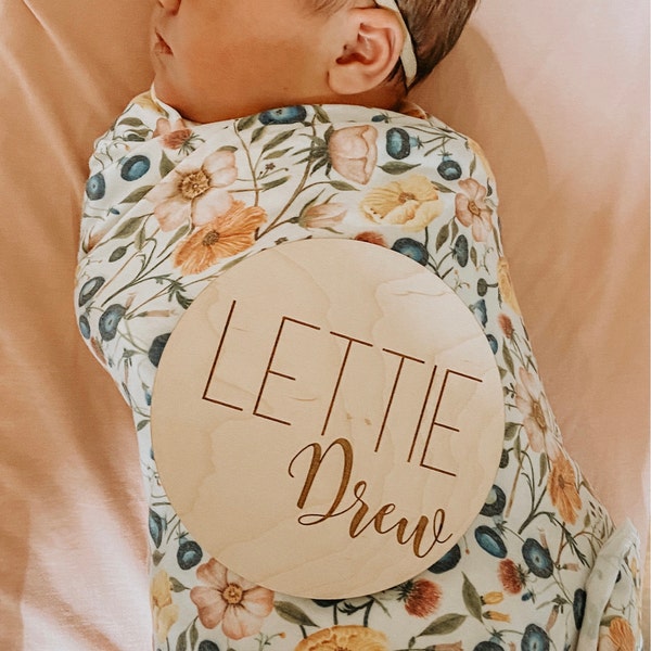 Personalized Baby Name Disk-laser-engraved Wooden Plaque for New Baby's ...