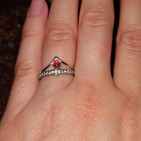 Chevron Ring, Stackable Ring, Birthstone Ring, Dainty Gemstone Ring, Minimalist Stackable ...