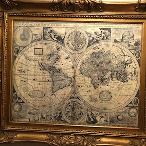 Blue World Map 1720 Old World Map Wall Art Historic Map | Etsy