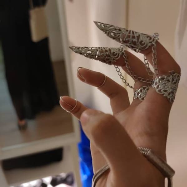 Hand Armor Finger Claws Goth Halloween Gift Claw Rings "kali", Dark ...