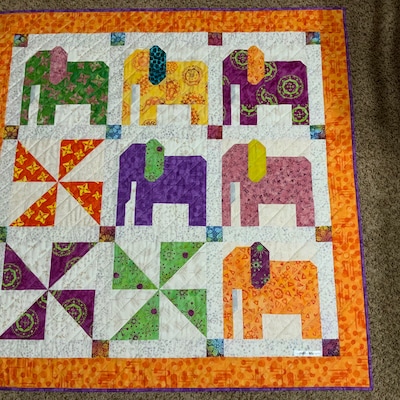 STOMPING GROUND Elephant Fat Quarter Pieced Quilt Pattern PDF - Etsy