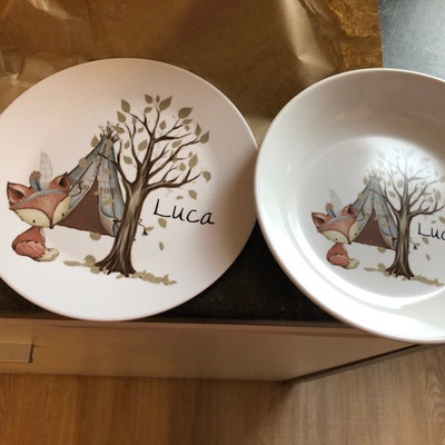 Children's Dishes Set With Name Fox - Etsy