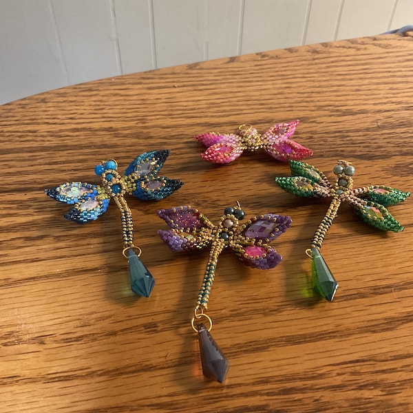 Dragonfly Pendant Beading Tutorial, Pattern by Ezartesa - Etsy
