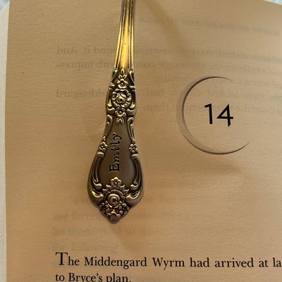 Recycled Vintage Silver Plate Spoon Bookmark. Book Worm Lovers Unique ...