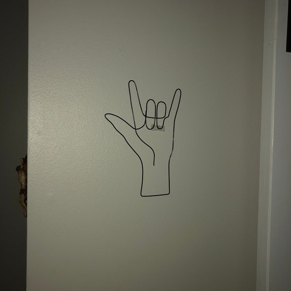 Wire Hand ASL I Love You Sculpture Wall Hanging Art Single Line ...