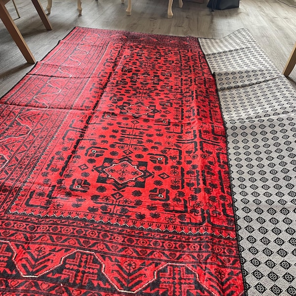 Red Afghan Rug,farmhouse Decor,housewarming Gift,6x9 Printed Area Rug ...