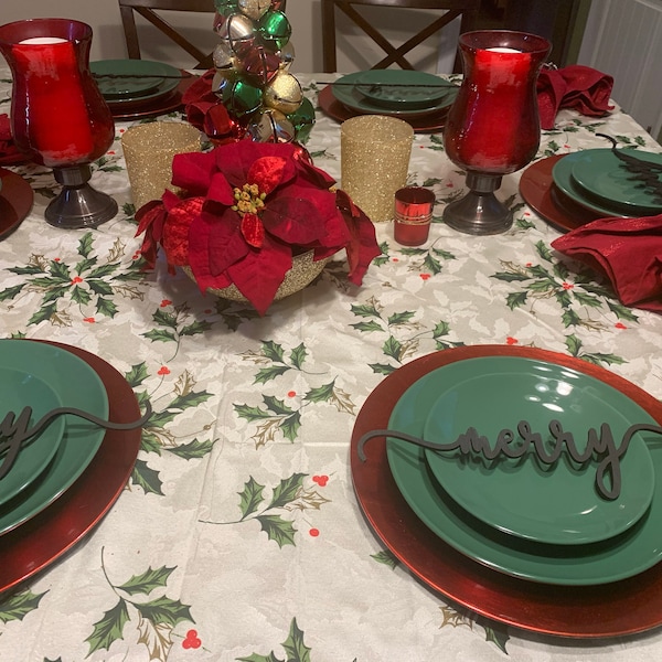 Christmas Place Card, Merry Place Cards, Christmas Place Setting ...