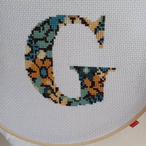 Initial Cross Stitch Pattern for Boho Wall Decoration, Letter C ...